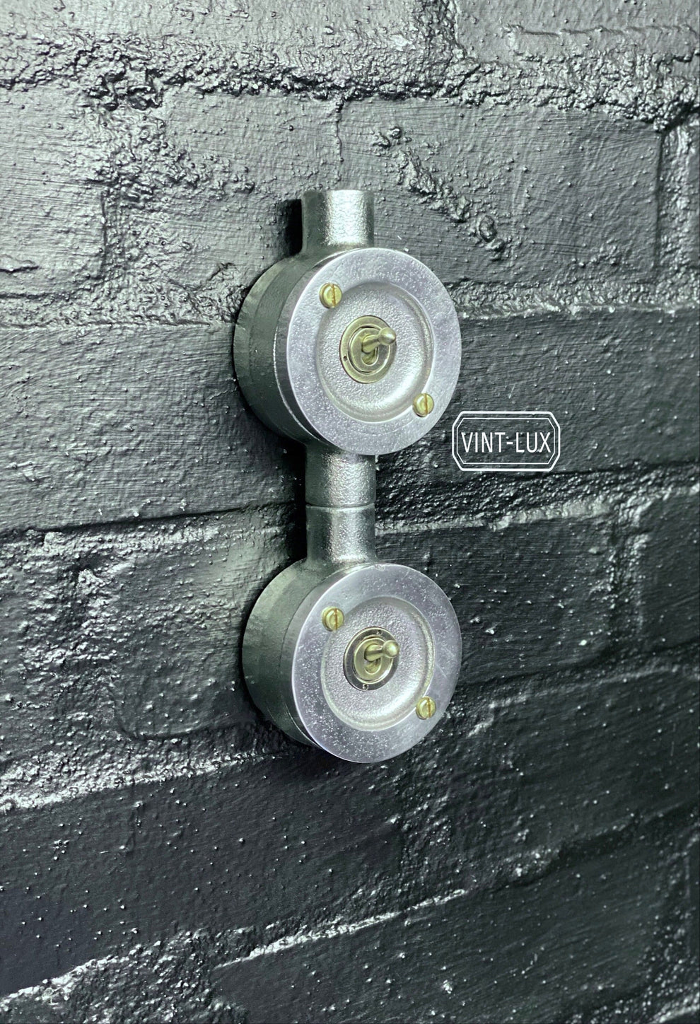 Double Gang Solid Cast Conduit Metal Light Switch Industrial 2 Way - BS ...