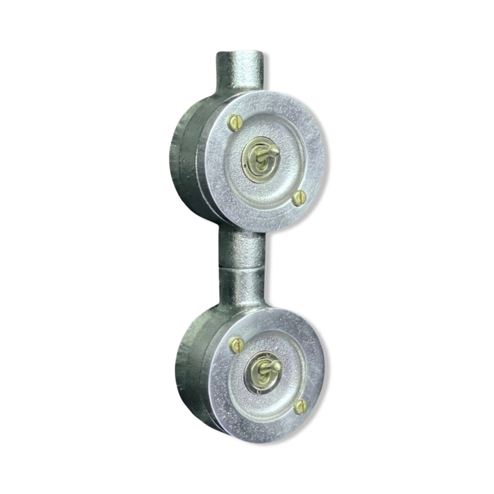 Double Gang Solid Cast Conduit Metal Light Switch Industrial 2 Way - BS ...