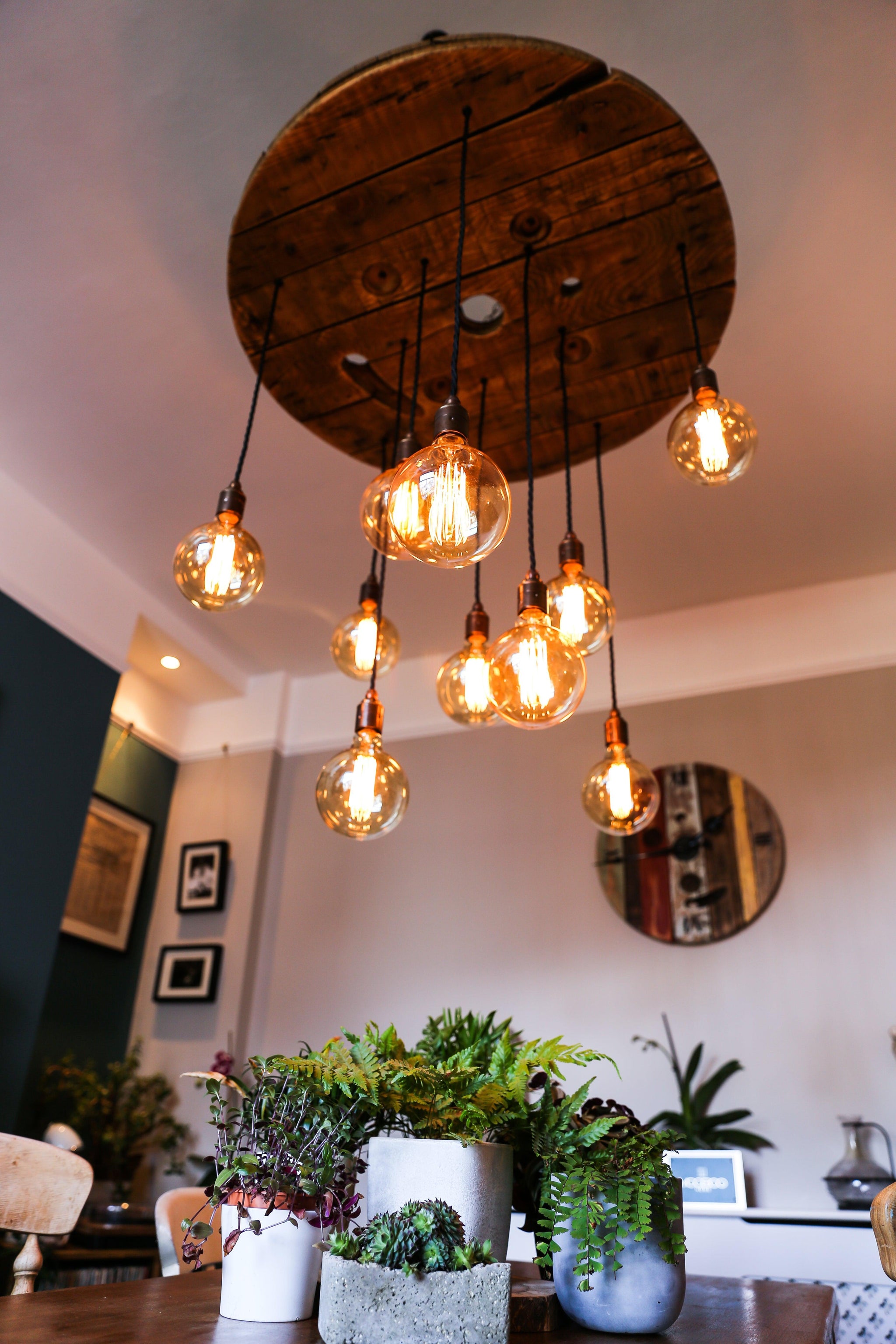 Rustic Industrial Cable Reel Cascade Chandelier – MooBoo Home